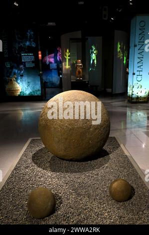 Ancient stone sphere on display at the National Museum of Costa Rica ...