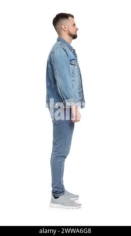 Man in denim clothes isolated on white Stock Photo - Alamy