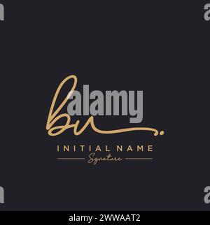 BU Letter Signature Logo Template elegant design logo. Hand drawn ...