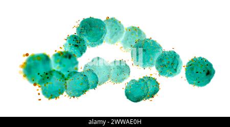 Conceptual illustration of RNA (ribonucleic acid) obelisks (yellow) and ...