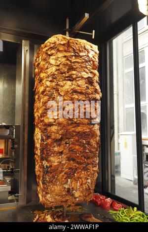 rotating traditional gyros meat close up Stock Photo - Alamy