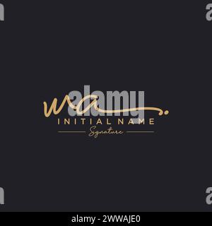 WA line art logo, abstract monogram letter logo vector illustration ...