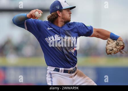 Toronto Blue Jays' Addison Barger (47) walks to the dugout after ...