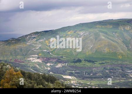 views of the golan heights in israel at the roman ruins at umm qais ...