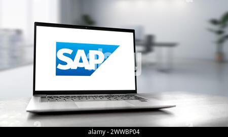 The logo of German software company SAP AG is pictured at the company's ...