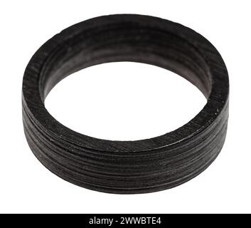 ring carved from natural Jet stone close up isolated isolated on white ...