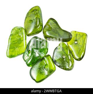 pile of beads from natural chrome diopside crystals isolated on white background Stock Photo - Alamy