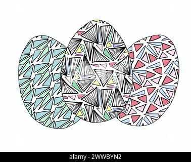 Easter egg crystal hand drawn geometry elements. Vector illustrations ...