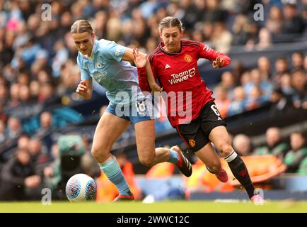 Manchester City's Kerstin Casparij and Manchester United's Simi Awujo ...