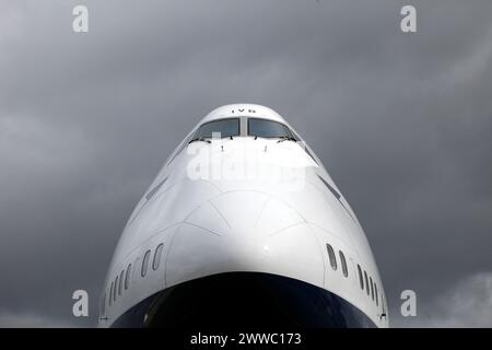 Front of Boeing 747 Negus, static display at Cotswold airport, EGBP. G ...