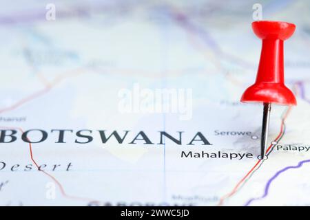Mahalapye, Botswana pin on map Stock Photo - Alamy