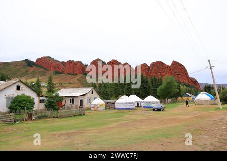 Famous clay rocks of seven bulls and forest in Jety-Oguz Gorge ...