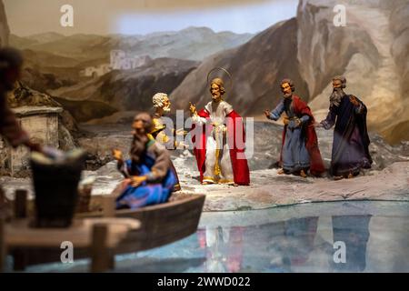 Bamberg, Germany. 23rd Mar, 2024. A Passion crib shows Jesus' journey ...