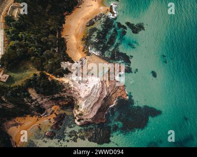 Aerial Drone Shot of Aslings Beach Rock Pool in Eden, New South Wales ...