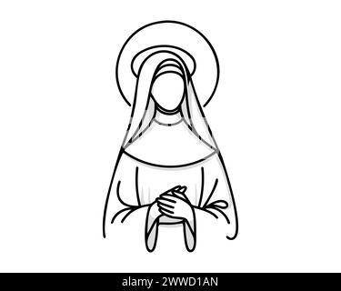 Christian nun, one line drawing vector illustration Stock Vector Image ...
