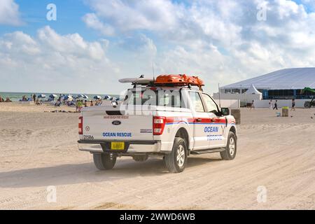 Miami beach ocean rescue truck parked outside the Beach Patrol ...