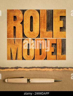 role model - word abstract in vintage letterpress wood type printing ...
