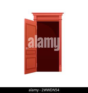 Animated open door. Home entrance door, wooden front door cartoon ...