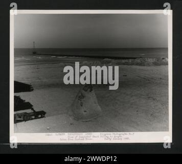 Photograph showing a groyne at Dubai Harbour from the beach spit ...
