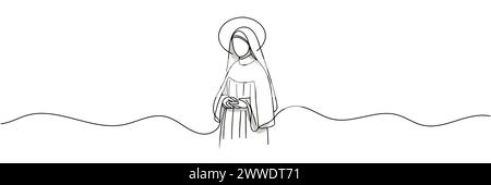 Christian nun, one line drawing vector illustration Stock Vector Image ...