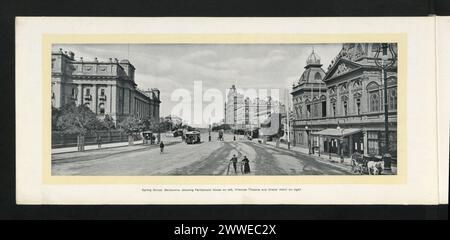 Description: Spring Street, Melbourne, showing Parliament House on left ...