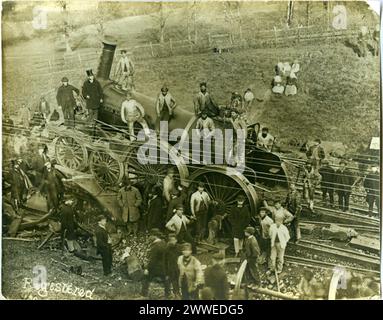 Great Western locomotive "Rob Roy" derailed Stock Photo - Alamy