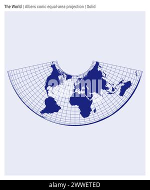 Vector world map. Equal-area, pseudocylindrical Mollweide projection ...