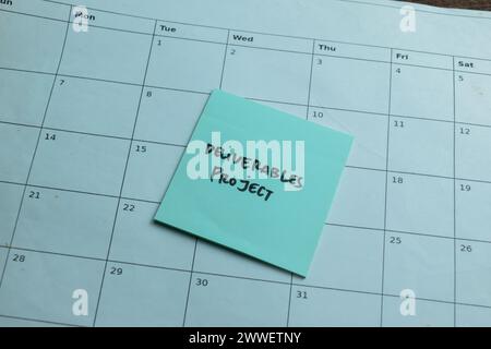 Deliverables write on sticky notes isolated on Wooden Table Stock Photo ...