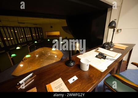Control room overlooking the Operations room at the Battle of Britain ...