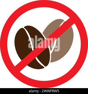 Coffee bean under the ban thing. No caffeine Prohibition sign Sticker ...
