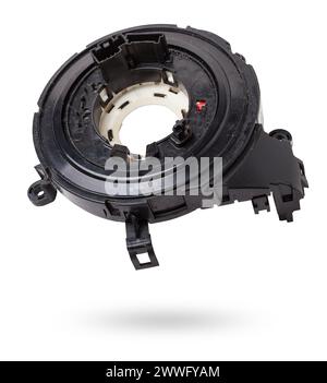 Steering angle sensor disassembled on a white isolated background ...