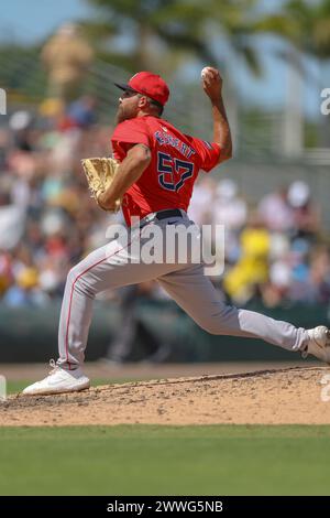 Boston Red Sox pitcher Greg Weissert during a baseball game against the ...