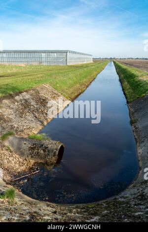 small ditch for water supply around a commercial greenhouse Stock Photo ...