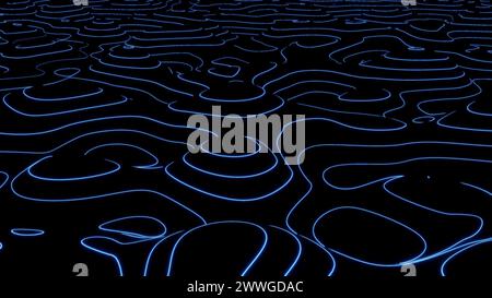 Blue neon curve lines Topography and geography map grid levels 3d ...