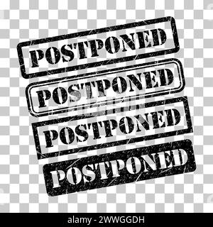 Set of Postponed stamp symbol, label sticker sign button, text banner ...