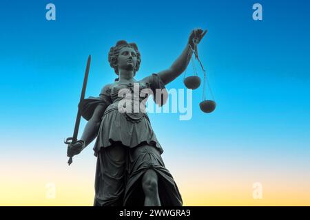 rankfurt, Germany - March 15, 2024: statue of lady justice under ...