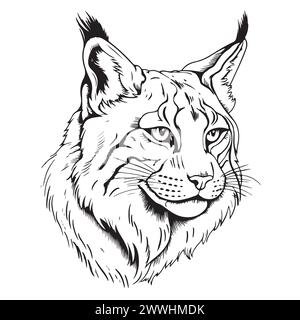 Hand drawn lynx head. Retro realistic animal isolated Stock Vector ...