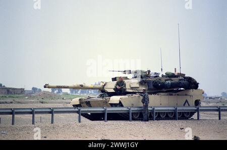 First Gulf War: 23rd March 1991 A U.S. Army M1A1 Abrams tank parked on ...
