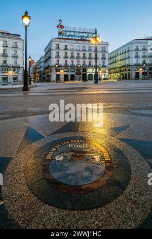 The Kilometer Zero Plaque in Puerta del Sol, Madrid, Spain. It marks ...