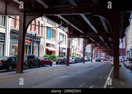 Chicago, Illinois. Under the L Tracks, Wabash Street, The Loop Stock ...