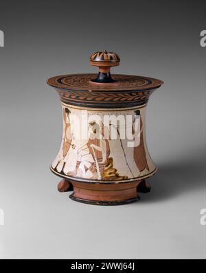 Attributed to the Penthesilea Painter, Terracotta pyxis (box), Greek ...