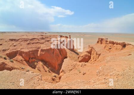View on Bayanzag Flaming Cliffs on the Mongolian Gobi desert containing ...