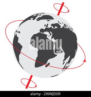 Earth's Axis Isolated Illustration with Earth Globe Rotation Stock ...