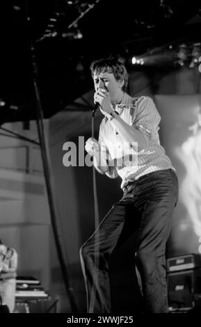 JARVIS COCKER, DIFFERENT CLASS TOUR, 1996: Jarvis Cocker of the band Pulp playing at Cardiff ...