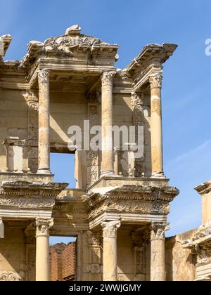 Statue at the library of Celsius at the ancient Greek and Roman periods ...