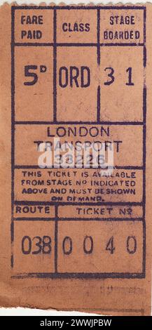 Old 1950's London Bus Ticket Stock Photo - Alamy