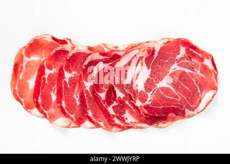 Smoked Coppa - (Smoked Capocollo) on white Stock Photo - Alamy