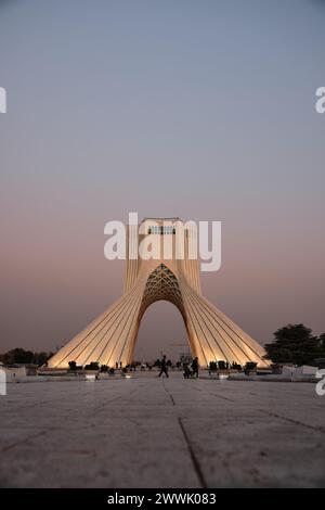 Sunset view of Azadi Tower (Freedom Tower) in Tehran, Iran Stock Photo ...