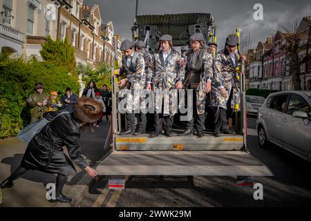 London, UK. 24th March, 2024. British Haredi Jews in north London ...