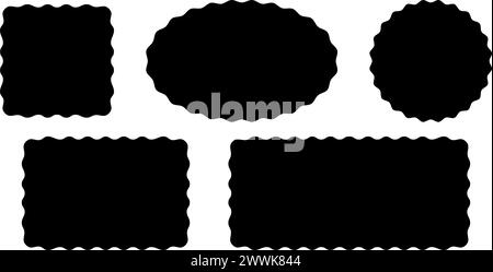 Wavy border frame. Rectangle circle and square scallop edge box ...